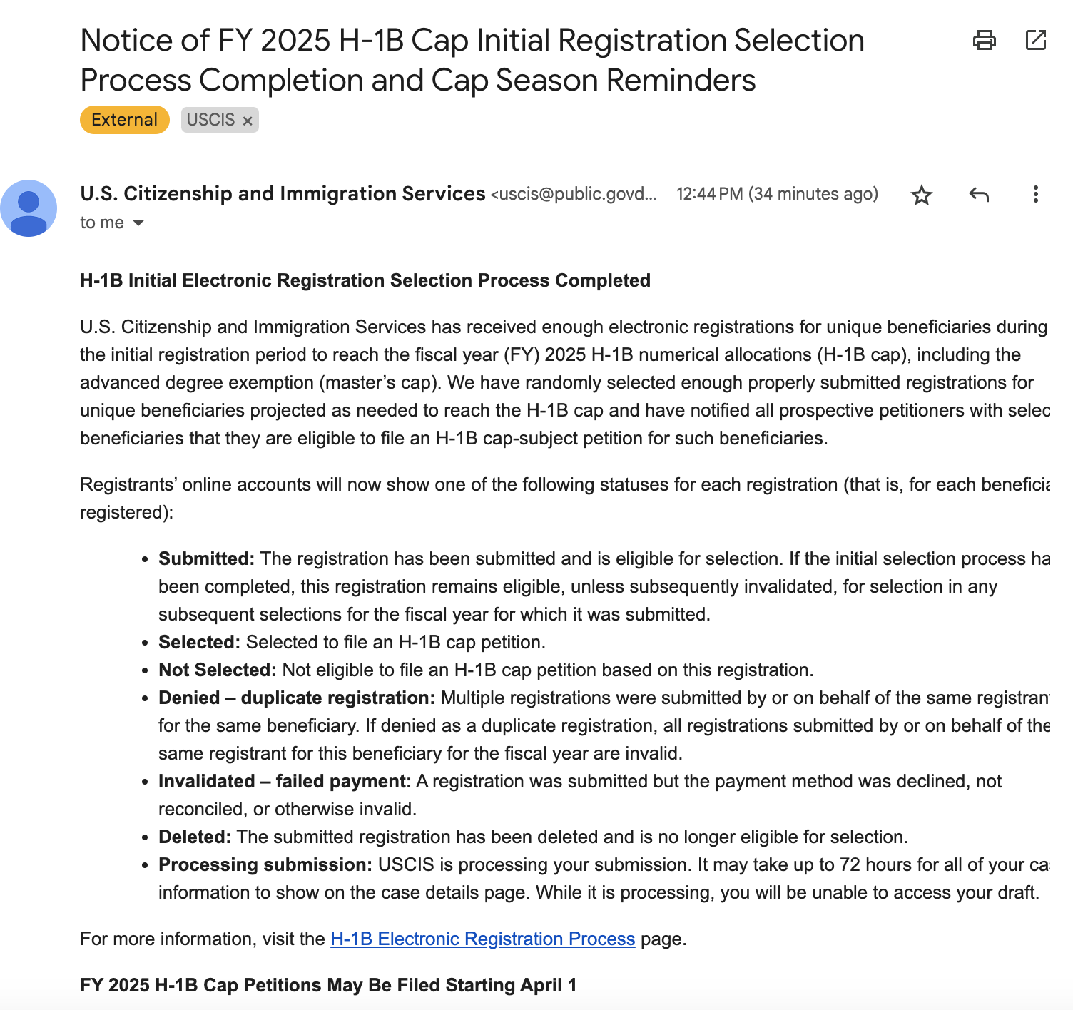 FY 2025 H1B Lottery is Out: What You Need to Know