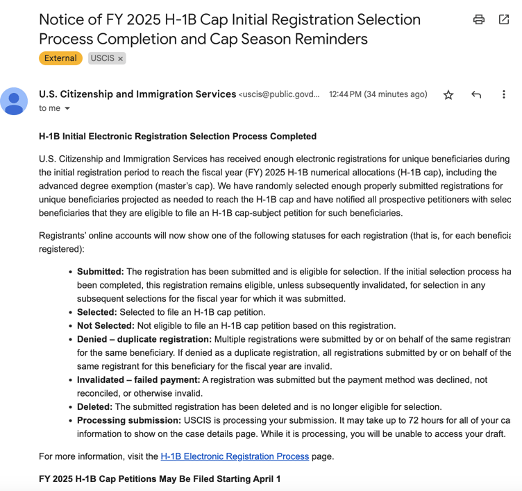 FY 2025 H1B Lottery is Out: What You Need to Know